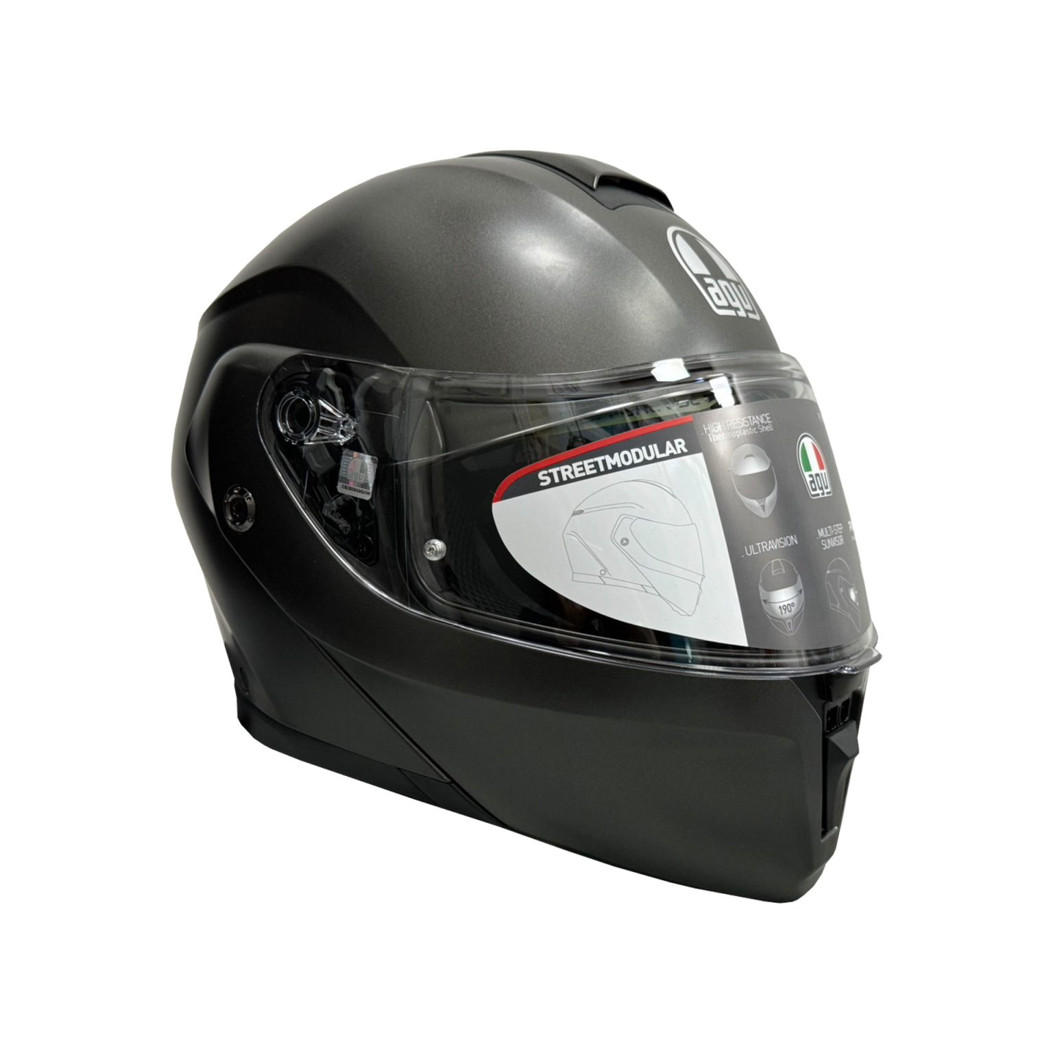 AGV Streetmodular Solid Helmet (Asian fit) FREE SENA 3S PLUS INTERCOM ...